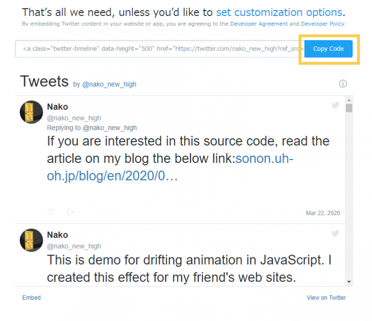 How to embed twitter timeline on your WordPress web site | Nakoblog